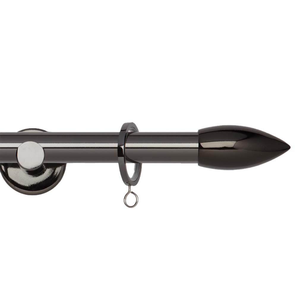 Hallis Neo Black Nickel Bullet Bay Window Curtain Pole Set | Pole Design UK