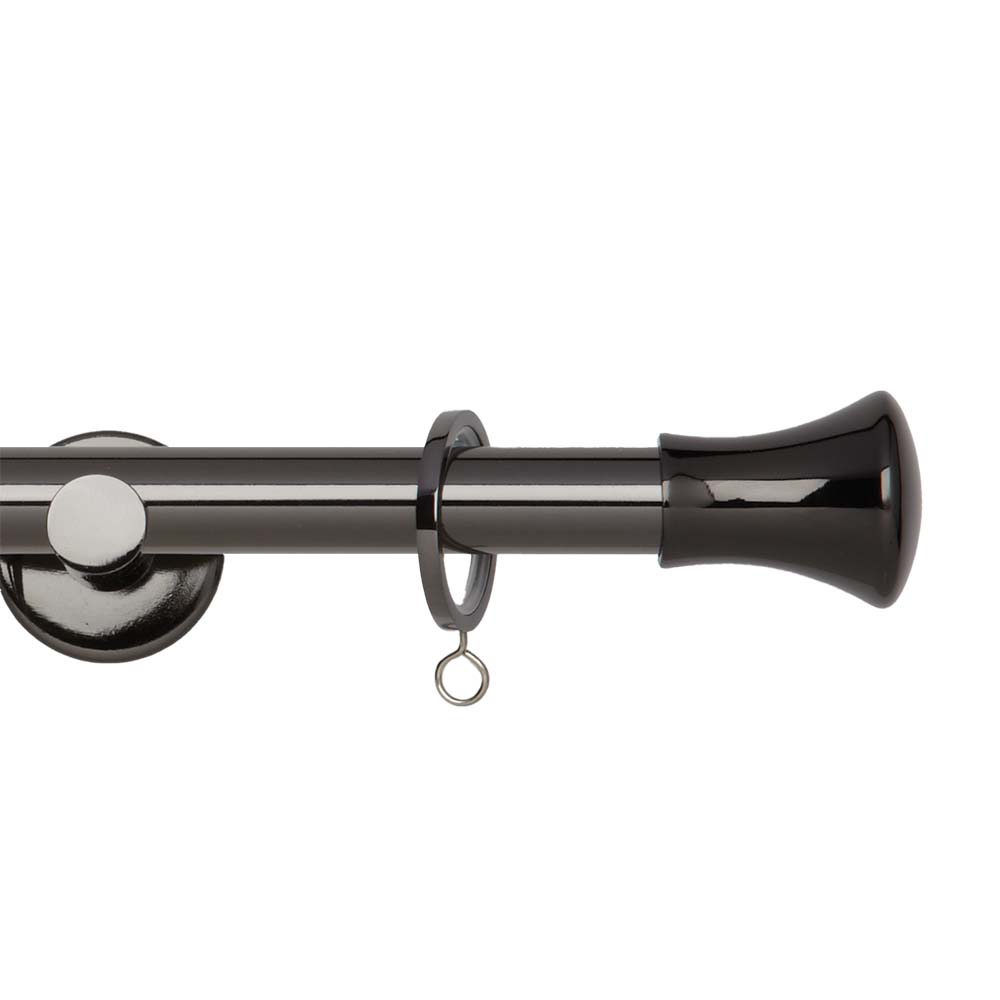 Hallis Neo Black Nickel Trumpet Bay Window Curtain Pole Set | Pole ...