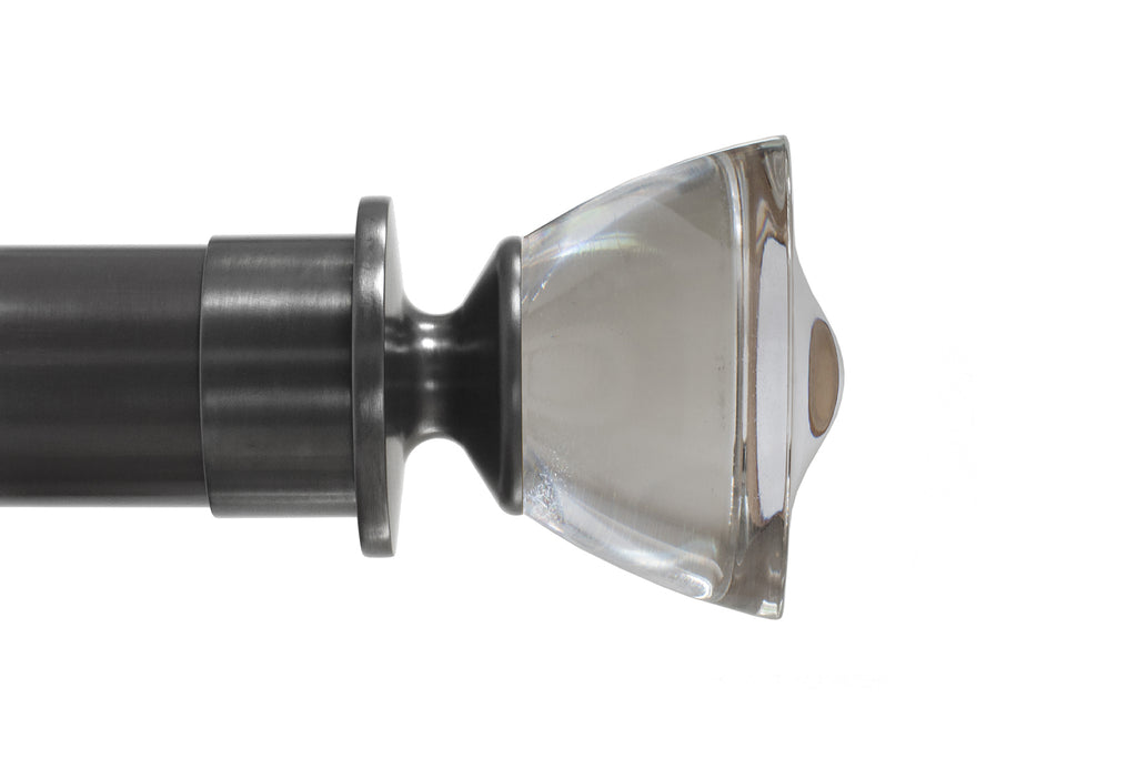 Tillys Acrylic Compton Finial Curtain Pole Set in Gunmetal | Pole Design UK