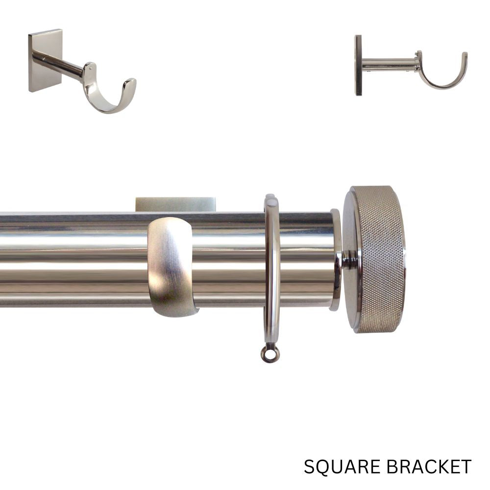 Jones Esquire Curtain Pole Set with Etched Finial in Polished Nickel ...